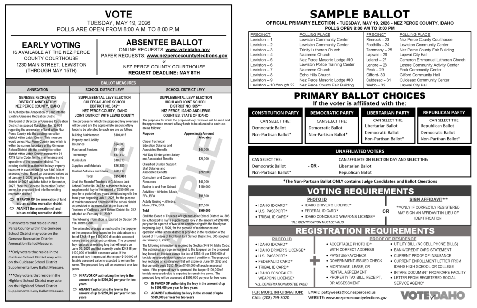 Sample Ballots | Nez Perce County Elections